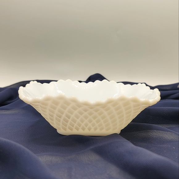 Hazel-Atlas | Dining | Hazel Atlas Diamond Point Milk Glass Square ...